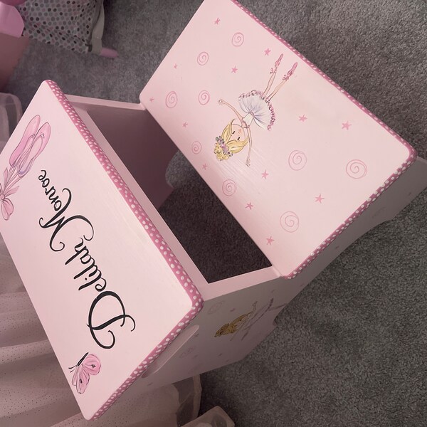 Toy Box Crate, Girls Book Box Crate, Pull Toy Crate Box, Hand Painted ...