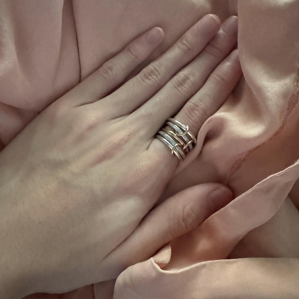 14KGF Heavy Fit Triple Silver and Yellow Gold Filled Ring, Maximum ...