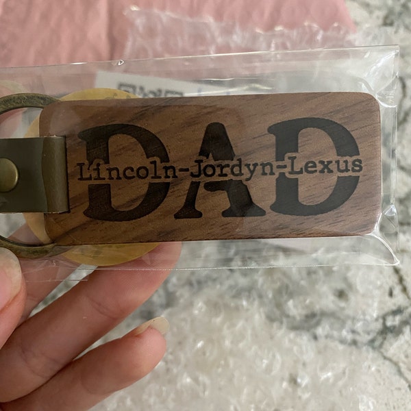 Father's Day Gift, Personalized Wood Dad Keychain With Children Names ...
