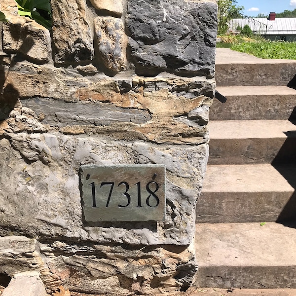 ADDRESS SIGN (carved Stone) House Number / Marker Plaque / Slate ...
