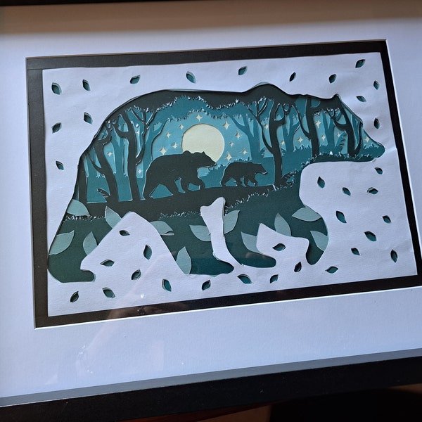 Bear 3D Shadow Box Layered Papercut - Etsy