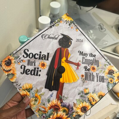 Custom Graduation Cap Topper Black Girl, Personalized God Message Grad ...