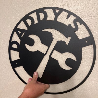 Personalized Fathers Day Sign for Dad, Papas Work Shop Metal Sign ...