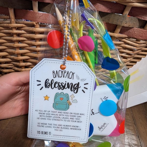 Backpack Blessing Tags, Preschool Backpack Tag, Back to School Gift Tag ...