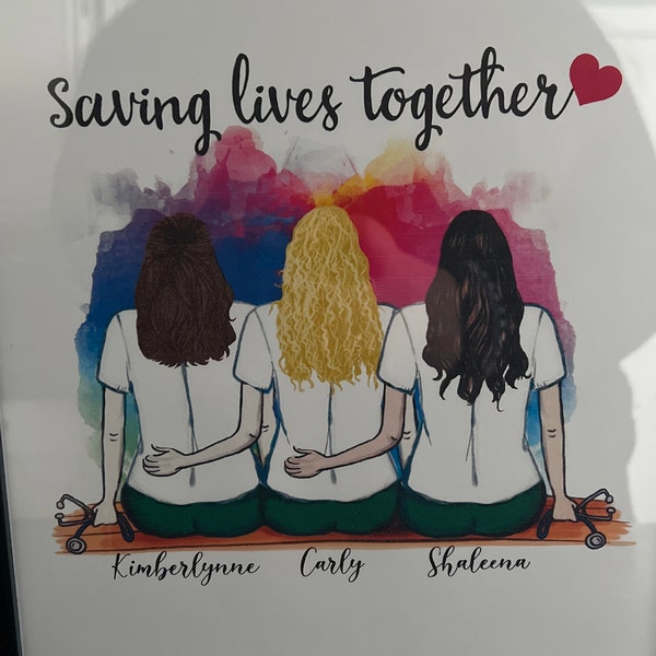 Three Nurses Customized Print, Personalized Nurse Best Friend Print ...