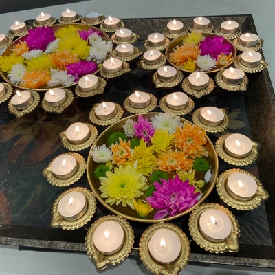 Decorative Lamp Shaped Urli Bowl, Urli Bowl, Urli Set, Urli With Diya ...