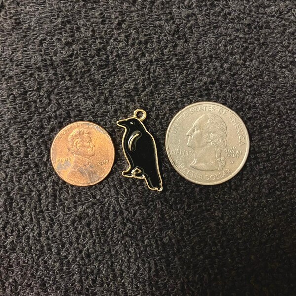 5 Black Raven Charms, Black Raven Charms, Raven Charm, Raven Charm ...