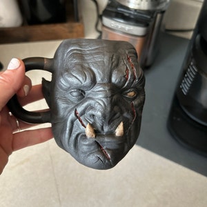 Black Skull Mug Horror Mug Halloween, Pottery Gothic Mug Ceramic, Goth ...