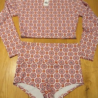 Women's Long Sleeve Crop Top Rash Guard & High-waist Shorts | Coral ...