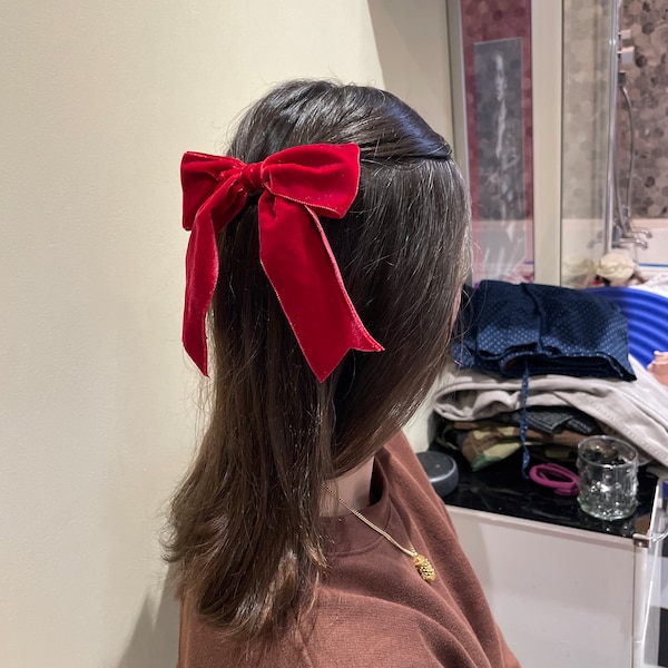 Larger & Smaller Fuchsia Velvet Bows, Hair Bow Gift, Bow Bundle ...