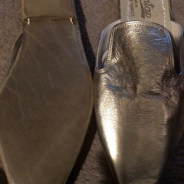 Women Mule PINK SMOOTH Leather Handmade Yemeni Slippers, Natural ...