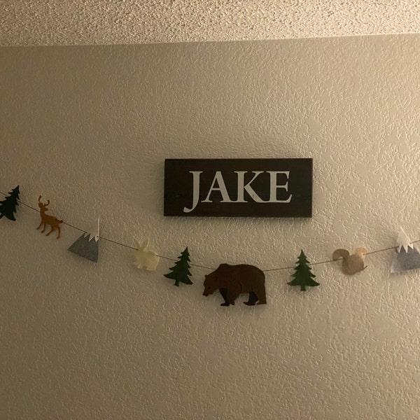 Felt Woodland Animal Banner; Mountain Forest Nursery Bunting; Rustic ...