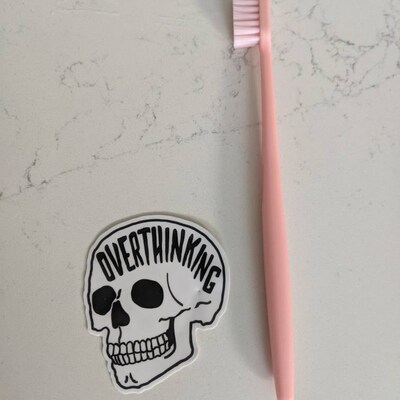 Overthinking Sticker. Anxiety Skull Sticker. Mental Health - Etsy