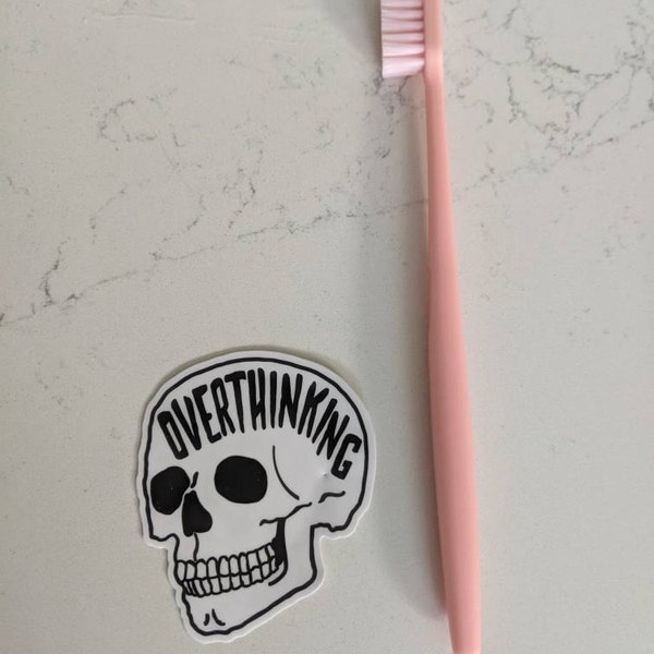 Overthinking Sticker. Anxiety Skull Sticker. Mental Health Sticker ...