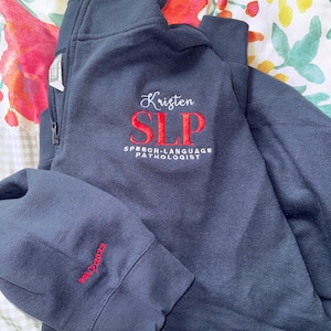 Personalized SLP Embroidered Quarter Zip With Sleeve Embroidery for SLP ...