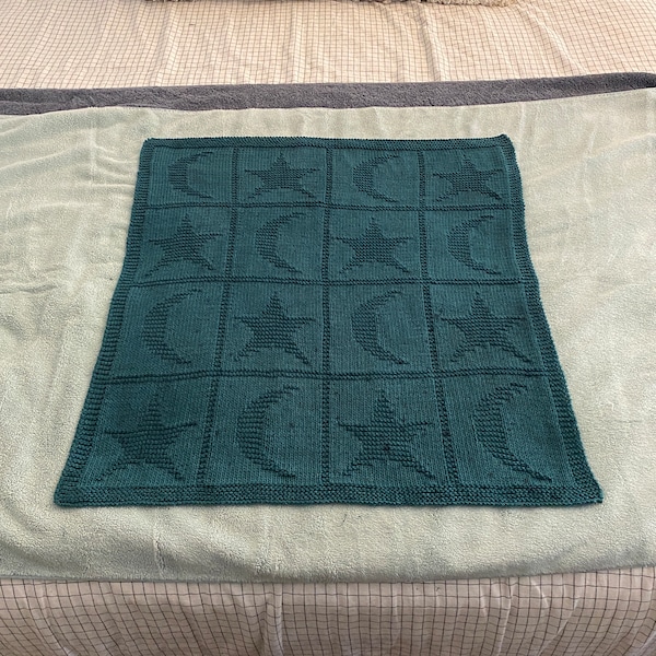 Knitting Pattern, Moon and Star Blanket, PDF, Instant Download, Baby ...