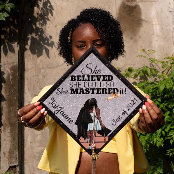 Graduation Cap Topper/she Believed She Could/ Mastered/grad - Etsy