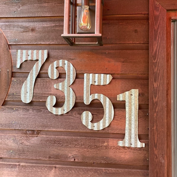 12 Inch Corrugated Tin Numbers / Rusty Tin Numbers / Corrugated Tin ...