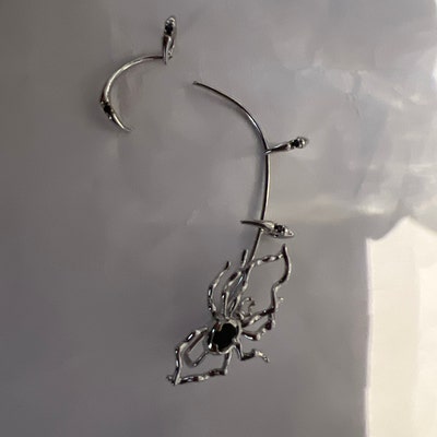 Minimal Silver Ear Wrap Liquid Metal Ear Cuff Futuristic Ear Climber ...