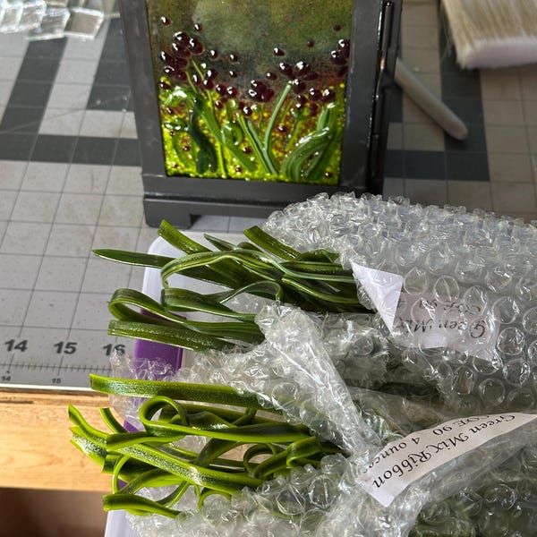 COE90 Mixed Green PREMIUM Vitrigraph Ribbons for Fused Glass Projects ...