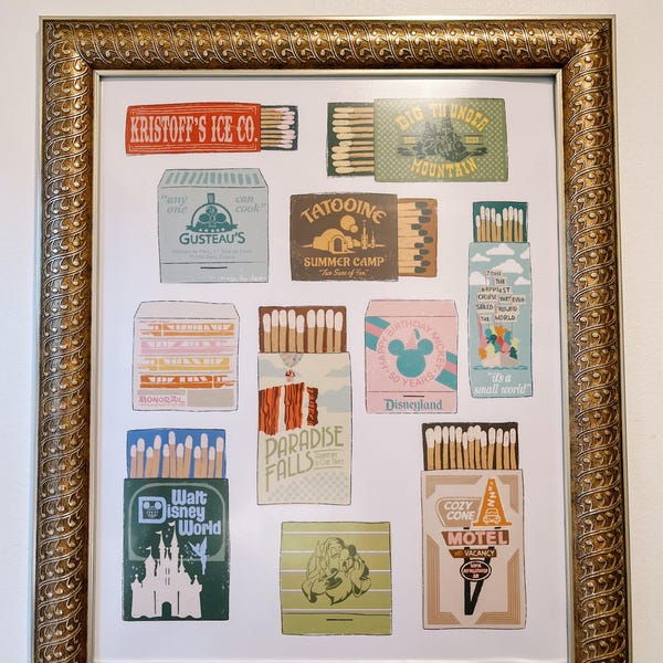 WALT DISNEY Matchbook Style 8x10 or 16x20 High-quality Art Print - Etsy