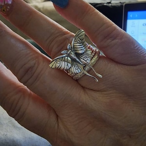Luna Moth Ring, Moth Ring, Sterling Silver Ring, Silver Moth Ring, Luna ...