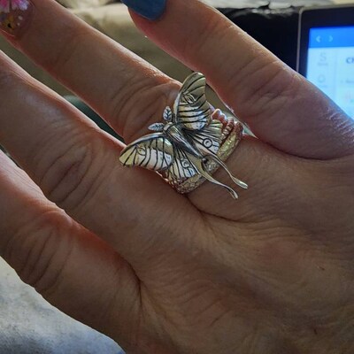 Luna Moth Ring, Moth Ring, Sterling Silver Ring, Silver Moth Ring, Luna ...