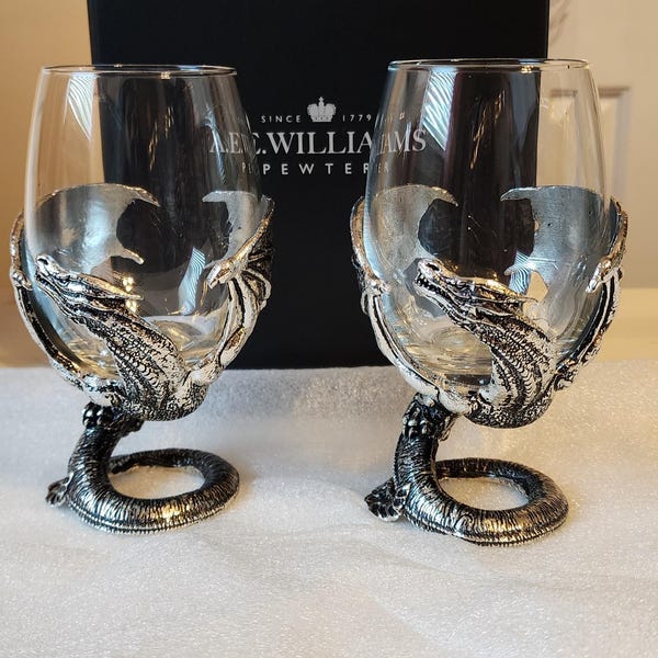 Handcrafted Pair of Dragon Wine Glasses - Unique Fantasy Barware ...