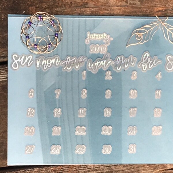 WHITE FOIL Days of the Week hand-lettered Clear Matte Planner Stickers ...