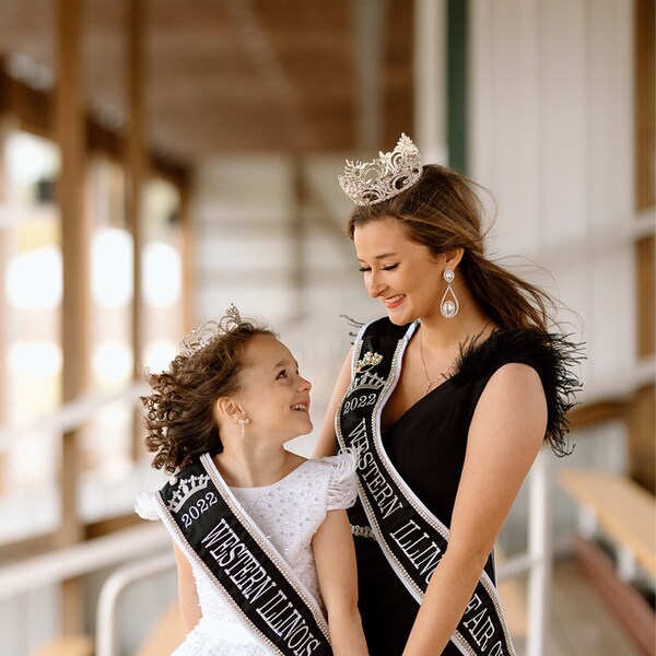 Pageant Sashes Black Satin / White Trim/ Number 17 Diamond Rhinestones ...