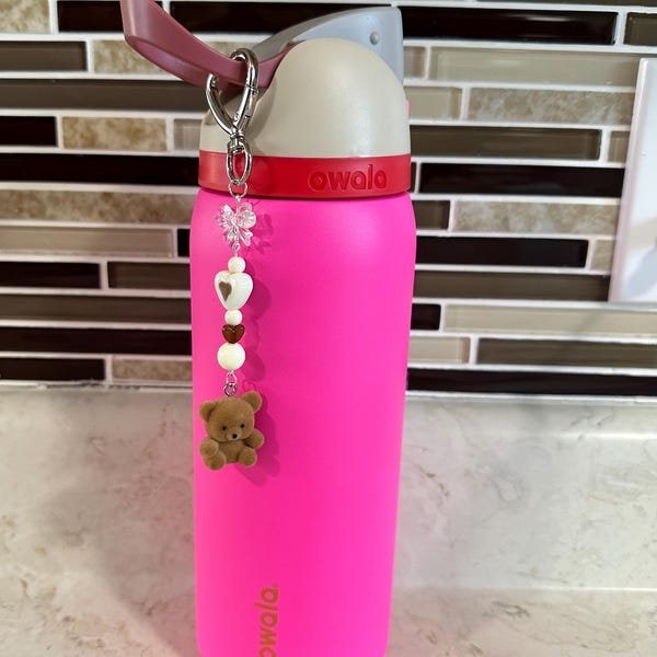 Pink or White Bow Owala Water Bottle Charm or Bag Charm/ Key Chain With ...