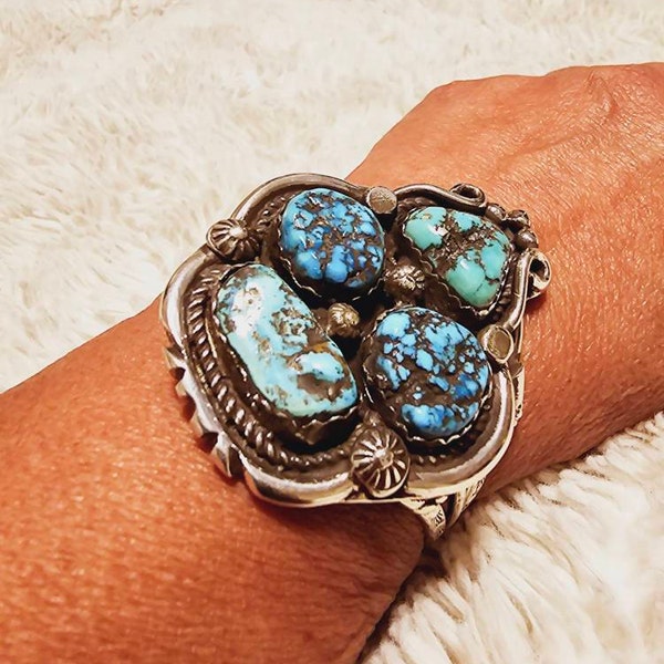 Bola Tie With Mohave Turquoise Stones and Sterling Silver Turquoise ...