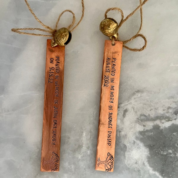 Planted in Memory Of... Personalised Hand Stamped Tree Hanging Charm ...