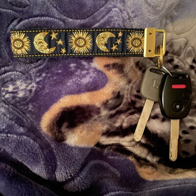 Sun and Moon Key Fob, With Brass Plated Hardware - Etsy