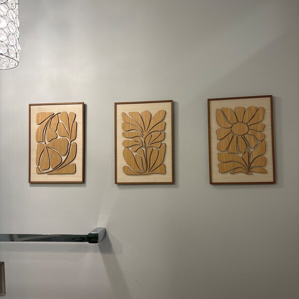 Tropical Leaf Wood Wall Art - Mid Century Modern Wall Art - Boho Room ...