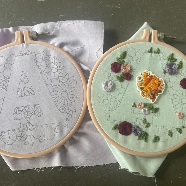 Letter 'A' Embroidery Pattern / Floral Embroidery Pattern / Flower ...