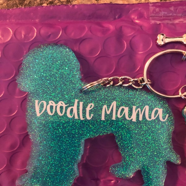 Customizable Goldendoodle Glitter Keychain, Personalized Goldendoodle ...