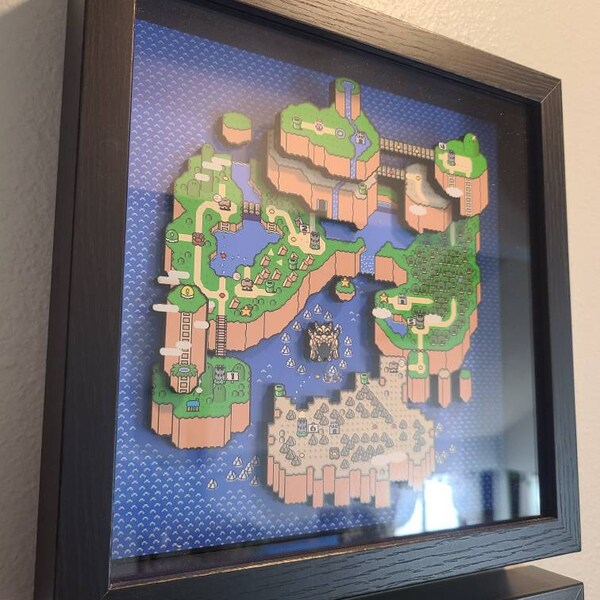 Super Mario World - SNES Overworld Map - 9x9" 3D Shadow Box! - Etsy