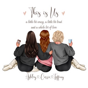 Best Friends Personalized Print, Custom 3 Friend Prints, Three Best ...