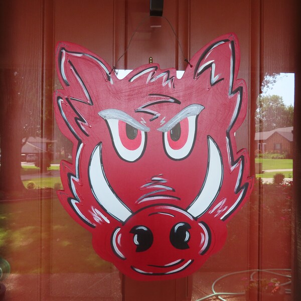 Razorback Hog Door Hanger: Arkansas Football Decor - Etsy