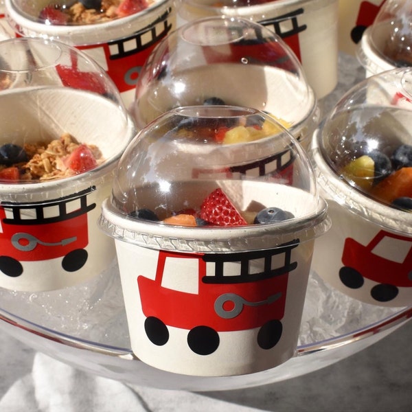 Fireman Party Snack Cups, Firetruck Party Cups, Fireman Birthday Party ...