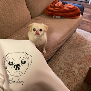 Custom Pet Face Personalized Hand Drawn Customized Line Art Iron on ...