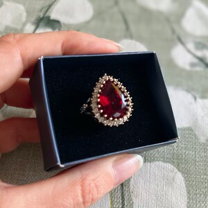 Extraordinary Ring, Two in a One Ring Reversible Ottoman Style, Square Cut Aquamarine Ruby and ...