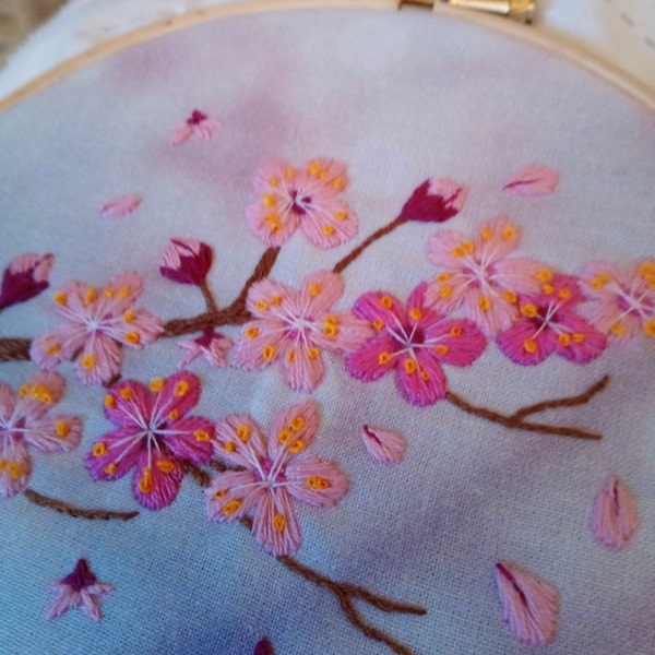 Blossom Embroidery Kit, Cherry Blossom Embroidery Kit, DIY Floral Hoop ...
