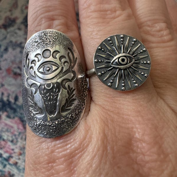 Eye Ring Sterling Silver Evil Eye Ring All Seeing Eye Ring Evil Eye Jewelry Silver Witch Ring ...