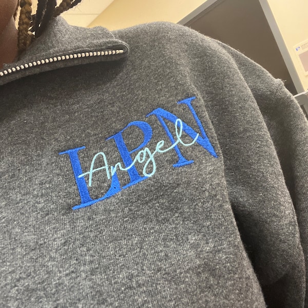 Custom Embroidered Registered Nurse Quarter Zip With Credential Acronym ...