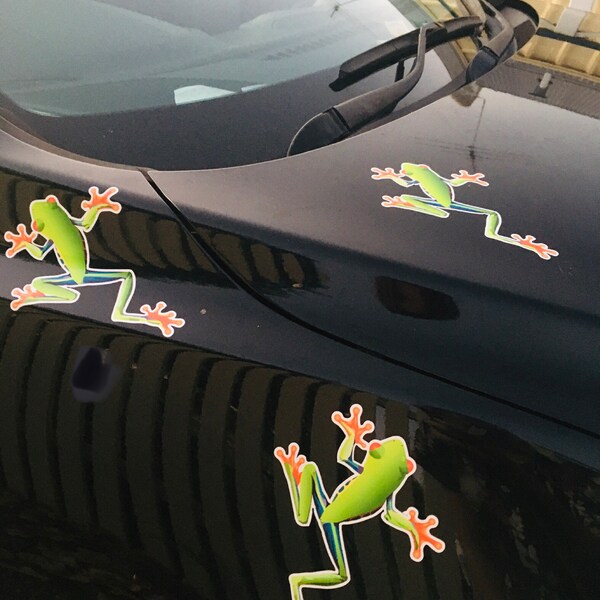 Vinyl Sticker Green Tree Frog Car Bumper Sticker 128 Mm Across and 177 ...