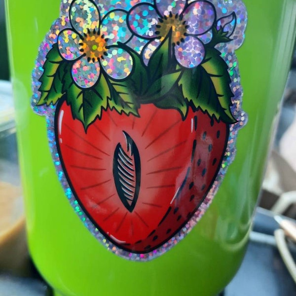 Glitter Strawberry Sticker - Etsy