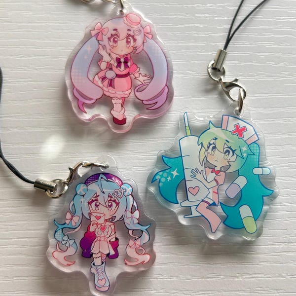 Hatsune Miku Vocaloid Acrylic Phone Charm Chibi Keychains | Vampire ...