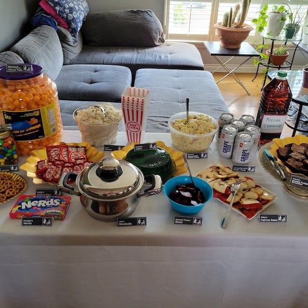 The Office Party Food Labels | Office Party Table Tents Food | Office ...